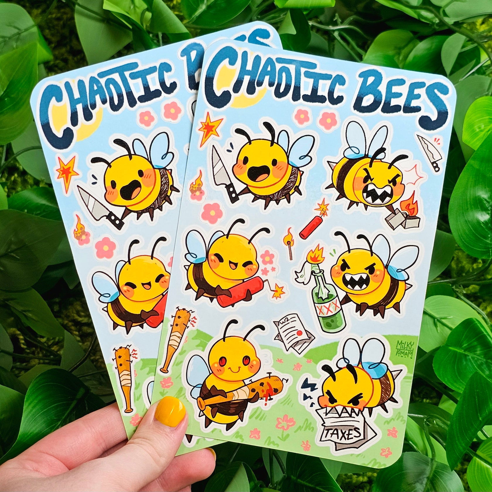 Chaotic Bees Sticker Sheet – Milky Tomato