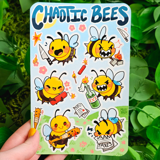 Chaotic Bees Sticker Sheet – Milky Tomato