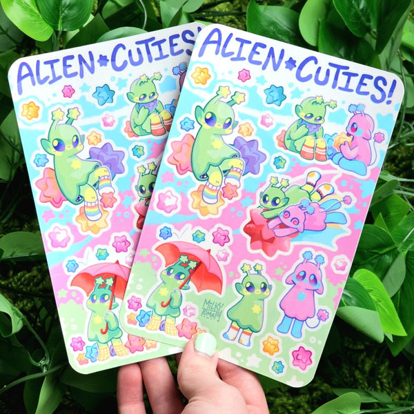 Cute Alien Sticker Sheet | Milky Tomato