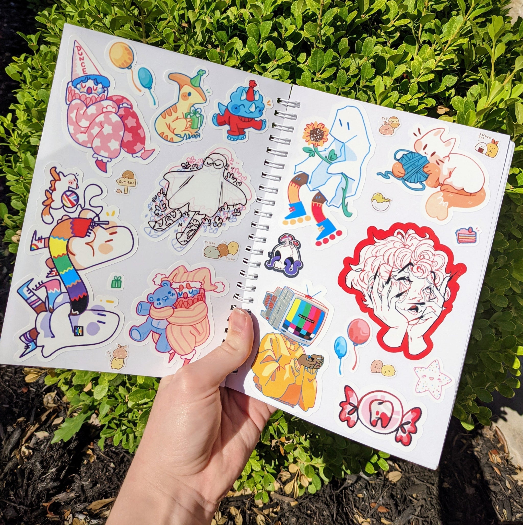 Chilling Skeleton with Flowers Small Reusable Sticker Book – Milky Tomato
