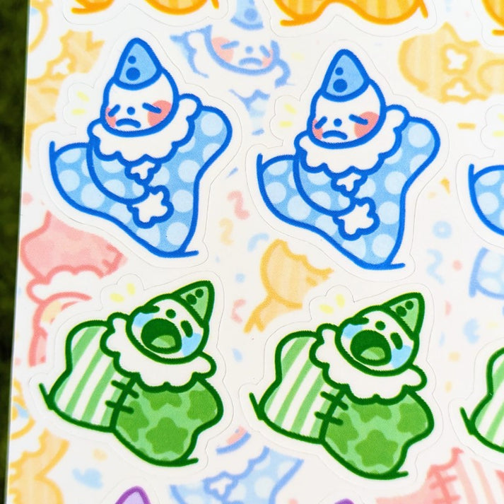 Cute Lil Clowns Sticker Sheet – Milky Tomato
