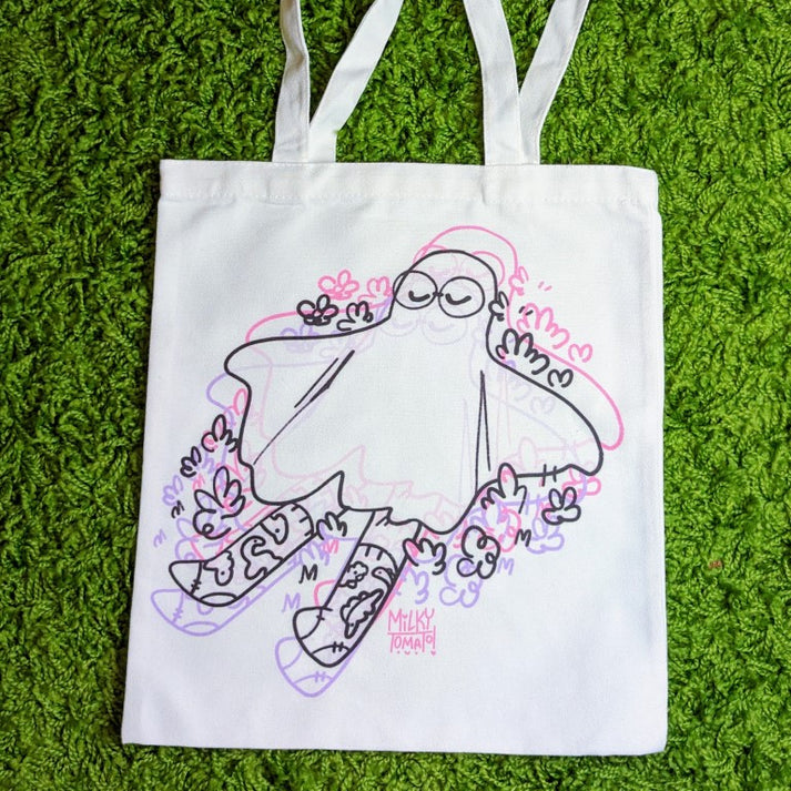 Glitch Ghost Tote Bag – Milky Tomato