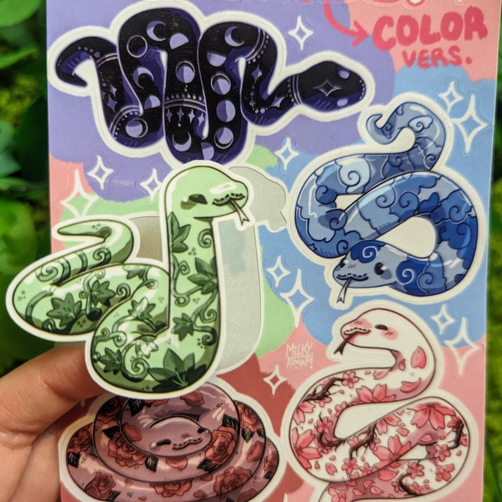 Colored Tattooed Snakes Sticker Sheet | Milky Tomato