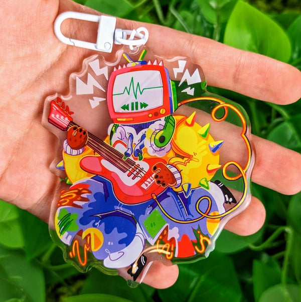 Kidcore Punk TV Head Keychain – Milky Tomato