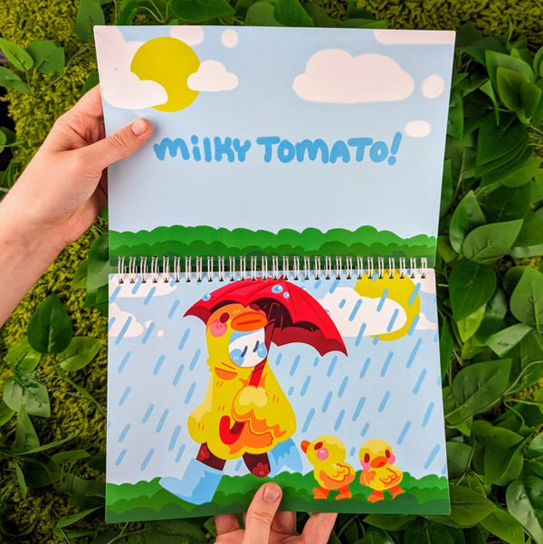 Rainy Day Duck Ghost Large Reusable Sticker Book – Milky Tomato