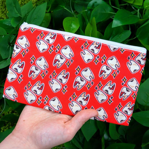 Teeth Patterned Pencil Pouch – Milky Tomato