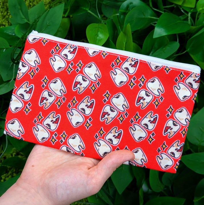 Teeth Patterned Pencil Pouch – Milky Tomato