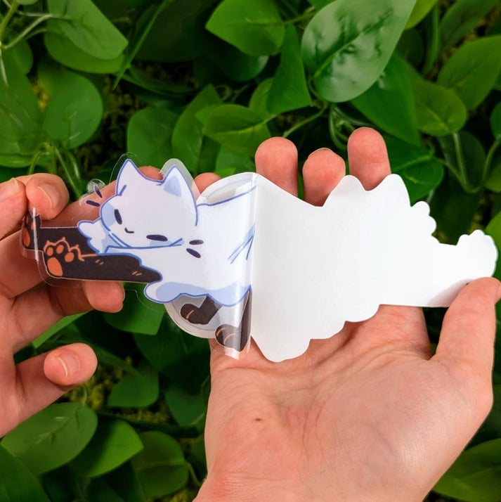 Stretching Ghost Cat Window Sticker | Milky Tomato