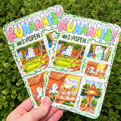 V1 Runaway Ghosts Comic Sticker Sheet: Aspen – Milky Tomato