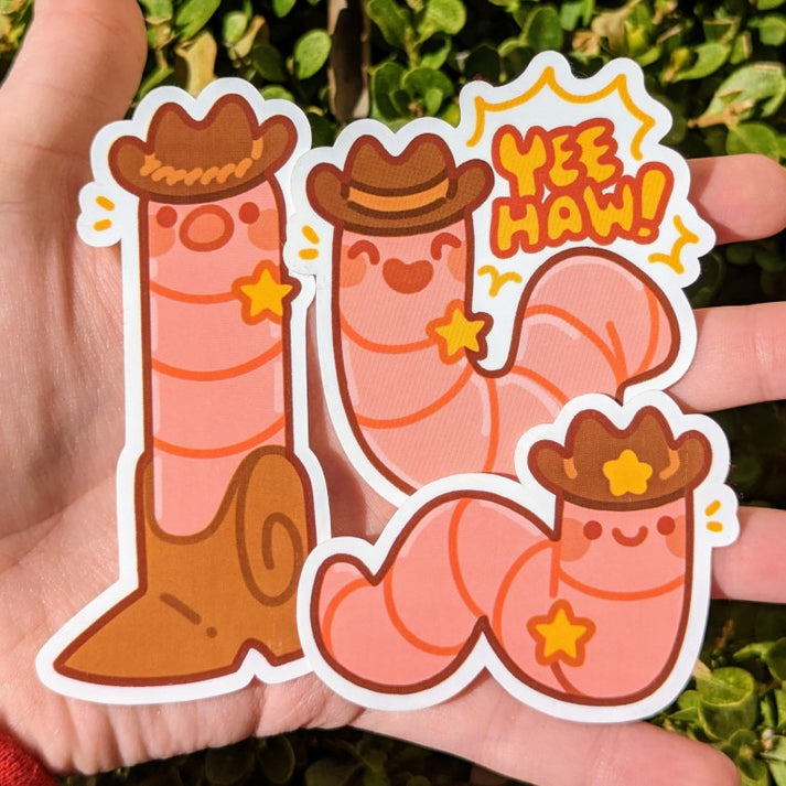 Cowboy Worm Stickers – Milky Tomato