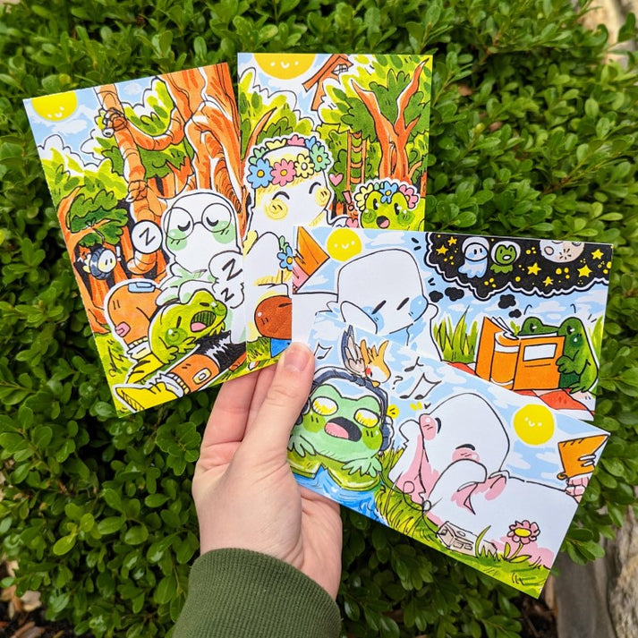 Runaway Ghost and Frog Pal Mini Prints – Milky Tomato