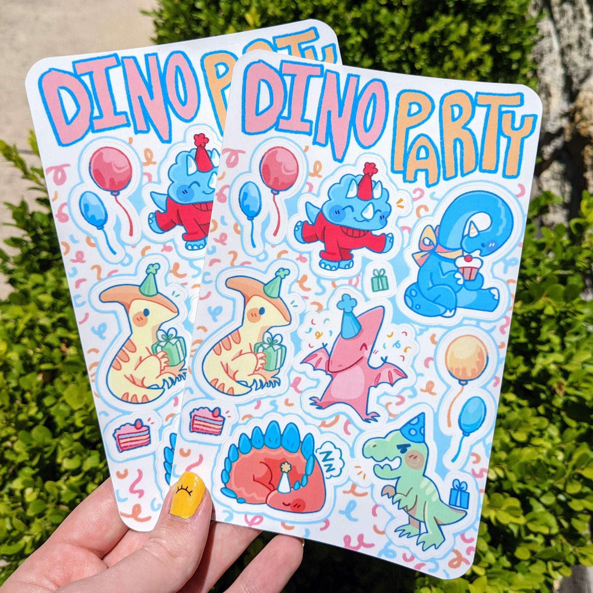 Dino Party Sticker Sheet – Milky Tomato